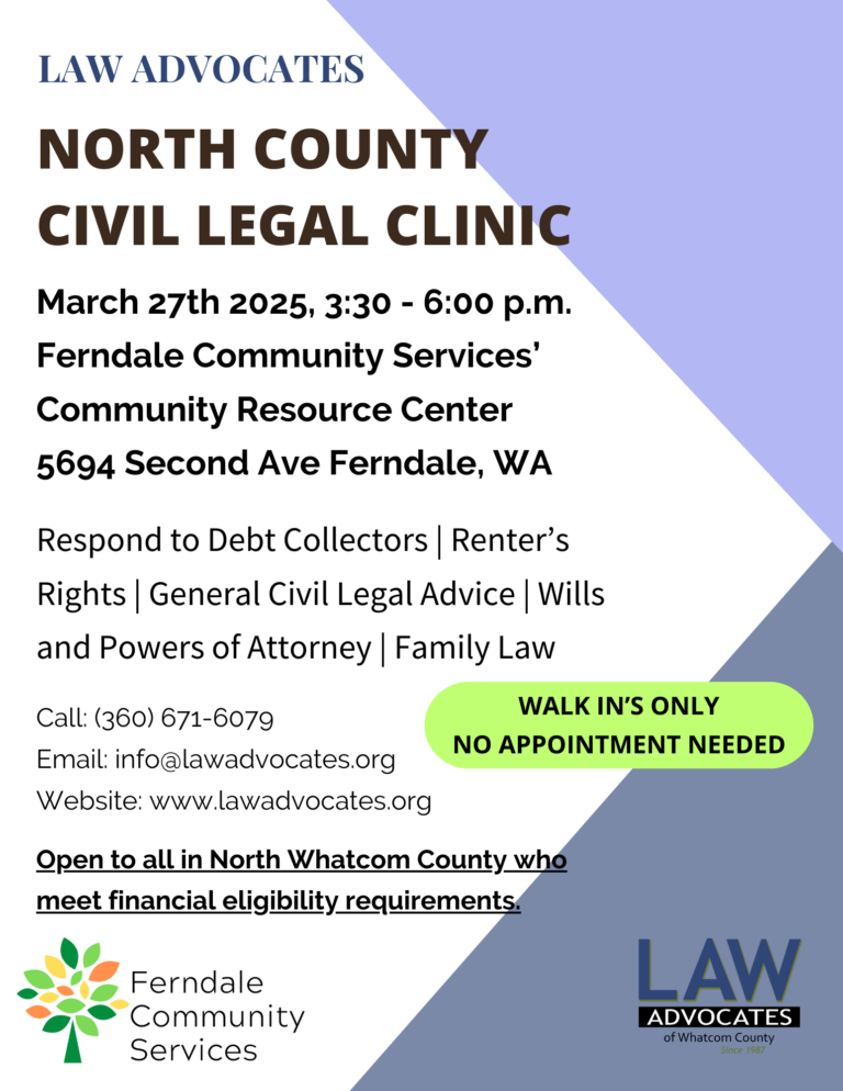 North Whatcom Civil Legal Clinic - Law Advocates - Whatcom County